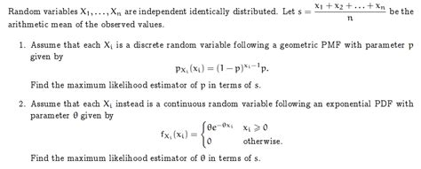 Solved Random Variables X1 Xn Are Independent Chegg Com