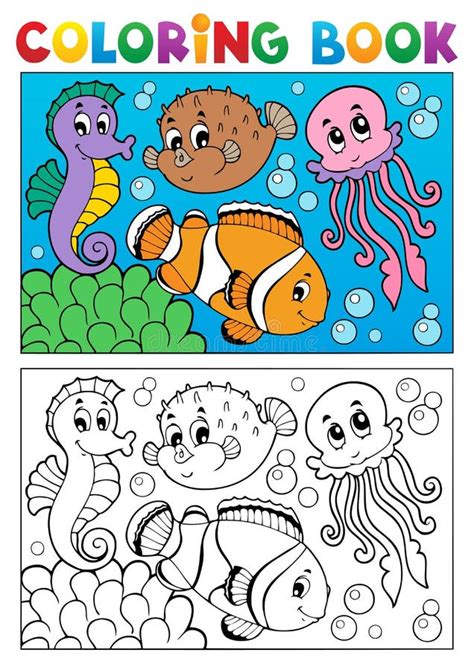 Crucigrama Blanco Y Negro Con Animales Marinos Para Colorear Ilustración del Vector ...