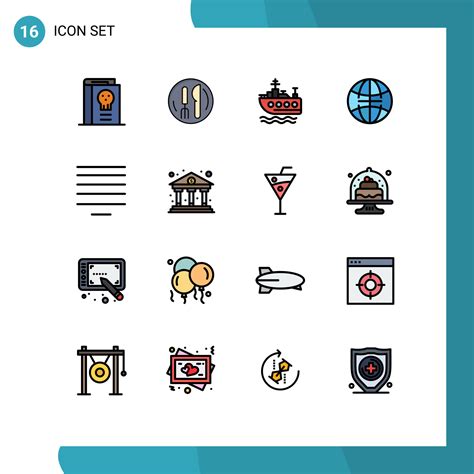 16 Flat Color Filled Line Concept For Websites Mobile And Apps Text Align Plate World Global