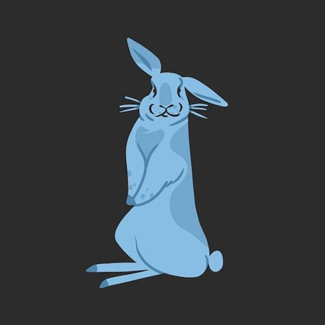 손으로 그린 추상 벡터 그래픽 클립 아트 그림 컬렉션 파란색 사랑스러운 귀여운현실적인 토끼 캐릭터트렌디 키즈 모던 디자인 컨셉벡터 컨템포러리 새해 및 부활절 기호 프리미엄 벡터