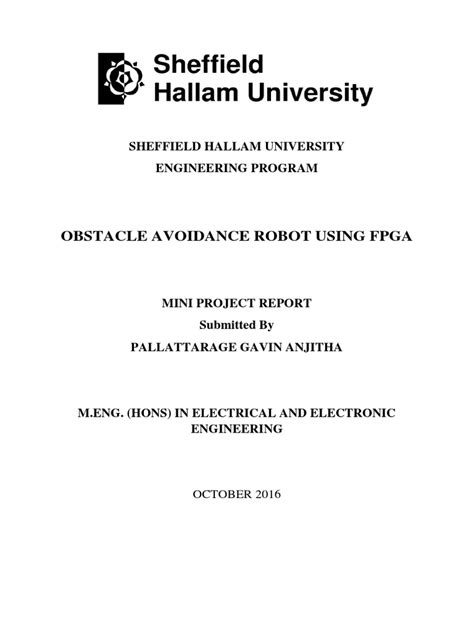 Obstacle Avoidance Robot Using Ultrasonic Sensors Fpgavhdl Pdf