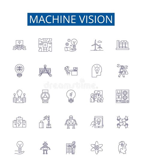 Machine Vision Line Icons Signs Set Design Collection Of Robotics Automation Computer Vision