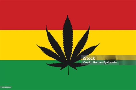 Bendera Rasta Dengan Tanda Ganja Wallpaper Dekorasi Daun Rastaman