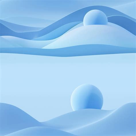 abstract blue wavy landscape with spheres premium ai generated image
