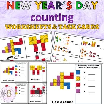 New Year S Day Snap Cube Counting Worksheets Math Flashcards Snap Blocks