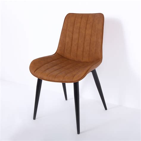 Modern Dining Chairs Brown Pu Leather Upholstered Set Of 2 Homary
