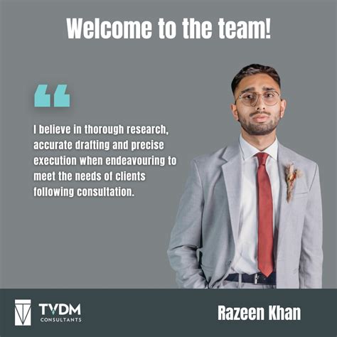 Razeen Khan On Linkedin Thank You Tvdm Consultants Excited To Join