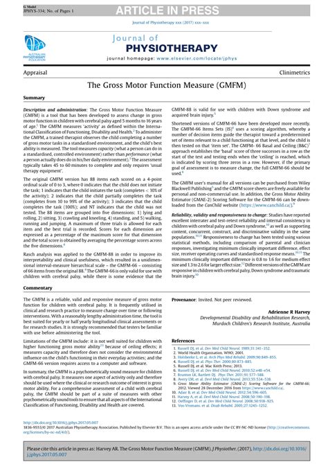 Pdf The Gross Motor Function Measure Gmfm