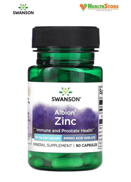 Swanson Chelated Zinc 30 мг 90 капсул Цинк хелат, Свансон хелат цинка ...
