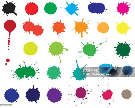 Vector Set Of Ink Blobs Color Splatter Isolated On White Background