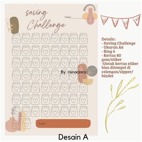 Jual Isi Lembar Saving Challenge Saving Traker Saving Jar Sinking Fund Tabungan Domper