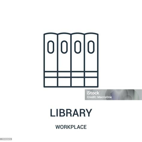 Vetores De Vetor Do Ícone Da Biblioteca Da Coleção Do Workplace Linha