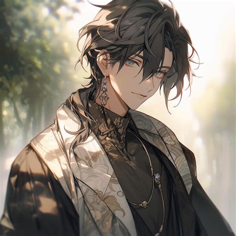 Premium Photo Anime Style Image Of A Man With Long Hair And A Black