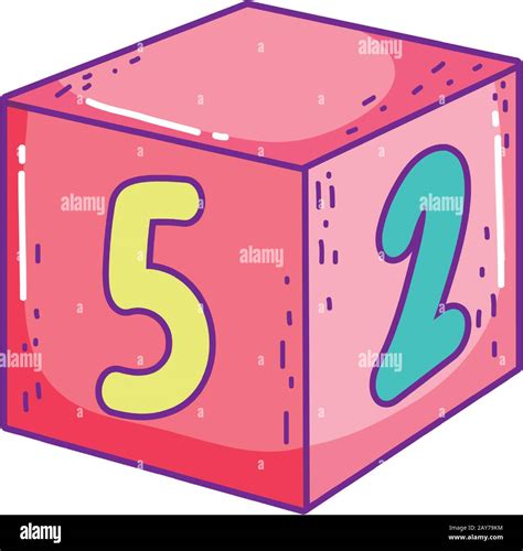 Toy Cube Number Block Learn Icon On White Background Vector