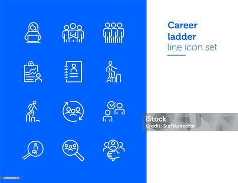 職業階梯線圖示設置向量圖形及更多人圖片 人 人力資源 企業家 Istock