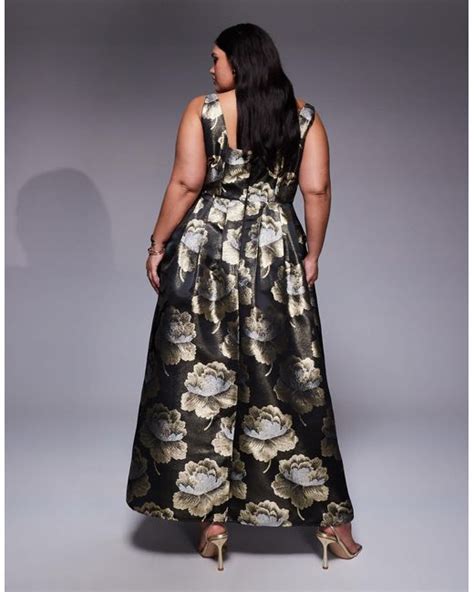 Asos Curve Jacquard 3d Floral Maxi Dress Lyst