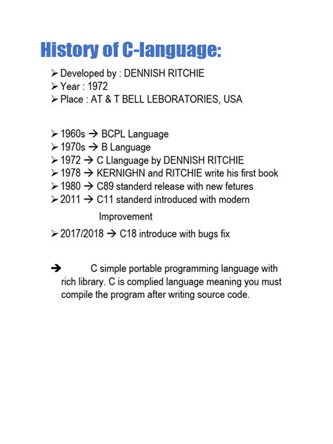 history of c language pdf