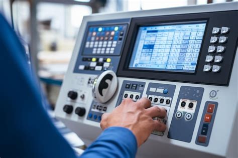 hand operating cnc machine control panel for precision data input and intricate control