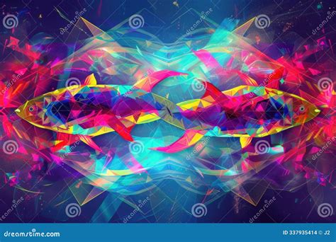 Vibrant Pisces Zodiac Symbol With Colorful Abstract Fish Design Ai