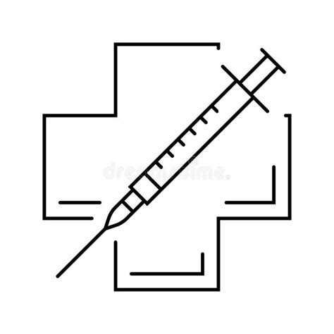 Medical Cros Immunizations Syringe Line Icon Vector Illustration Stock