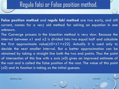 matlab lecture 7 regula falsi or false position method taj pdf