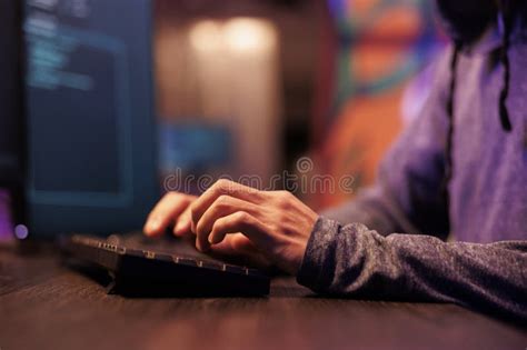 Hacker Typing On Keyboard Writing Code Stock Image Image Of Cybercrime Code 290867349