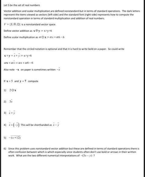 solved let s be the set of real numbers vector addition and