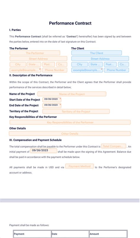 Performance Contract Template Sign Templates Jotform