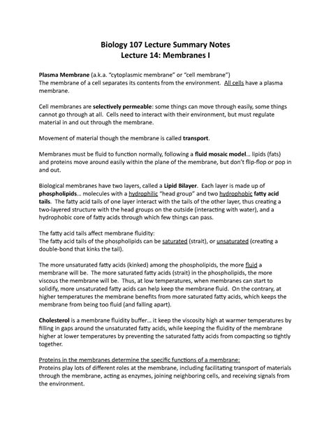 lect 14 summary notes sp 23 biology 107 lecture summary notes lecture