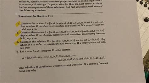 Solved Reflexive Symmetric And Transitive Properties Take