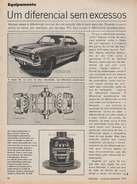 Cr Nicas Automotoras O Opala Ss E O Seu Diferencial Autoblocante