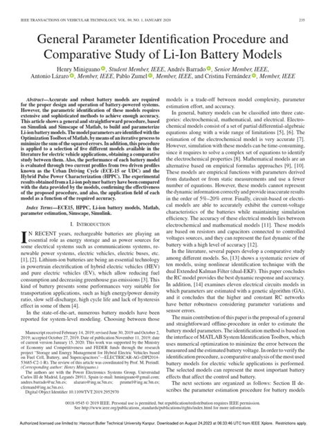 General Parameter Identification Procedure And Comparative Study Of Li