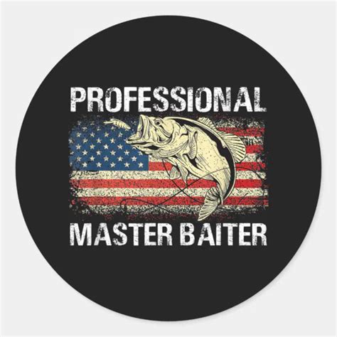 Professional Master Baiter Retro American Flag Classic Round Sticker Zazzle