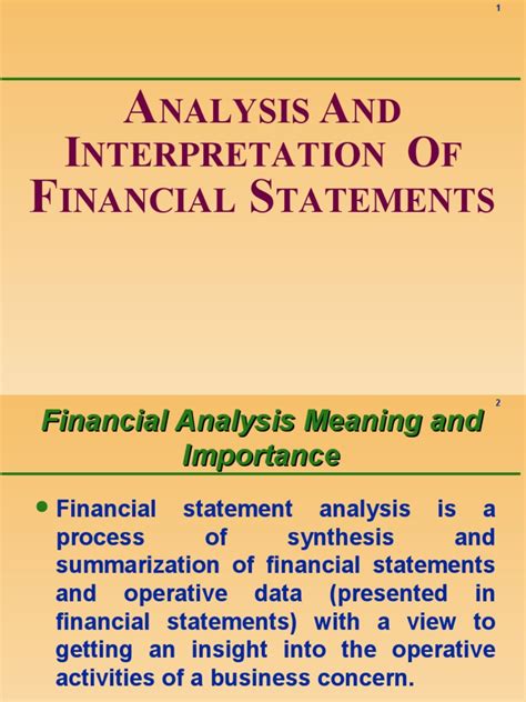 Presentation On Financial Statment Analysis Prepared For Prticipants