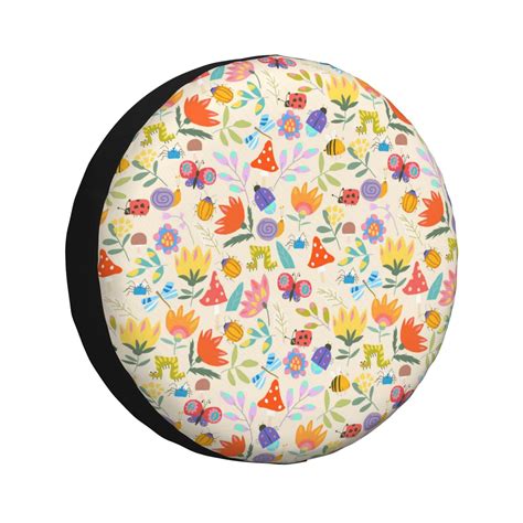 Luyuia Insects In Plants Print Waterproof Leather Tire Cover Durable
