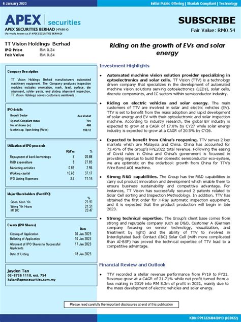 Tt Vision Berhad Ipo Pdf Transistor Integrated Circuit