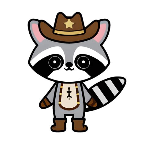 Kawaii Chibi Sheriff Raccoon Graphic · Creative Fabrica