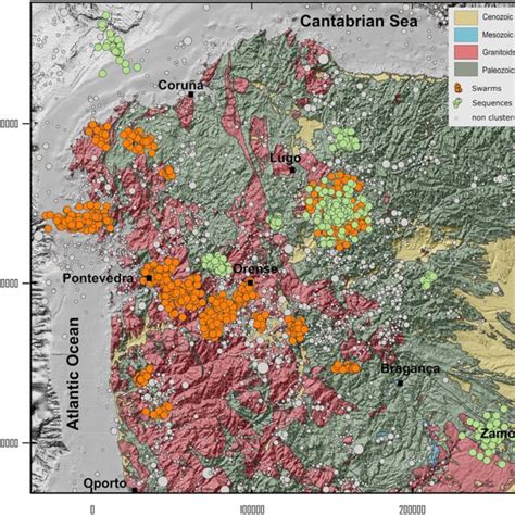 A Geological Map And The Clustered Seismic Sequences Green And Download Scientific Diagram