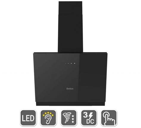Абсорбатор Delux Pro 750м3 ч Стъкло Черно Тъч Скрийн Аспиратори