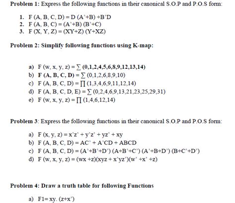 Solved Problem 1 Express The Following Functions In Their