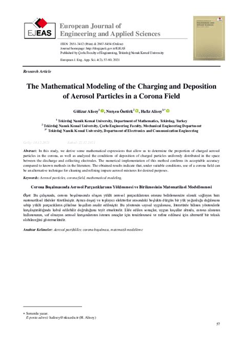 Pdf The Mathematical Modeling Of The Charging And Deposition Of