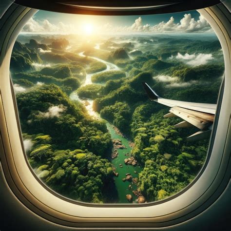 Premium Photo A Dense Rainforest Viewed Through An Airplane Window