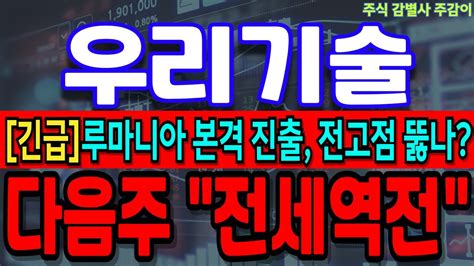 우리기술 주가 전망 긴급 루마니아 본격진출본격화전고점 뚫습니다 다음주 전세역전우리기술주가전망 우리기술주가 우리기술 우리기술투자목표가 Youtube