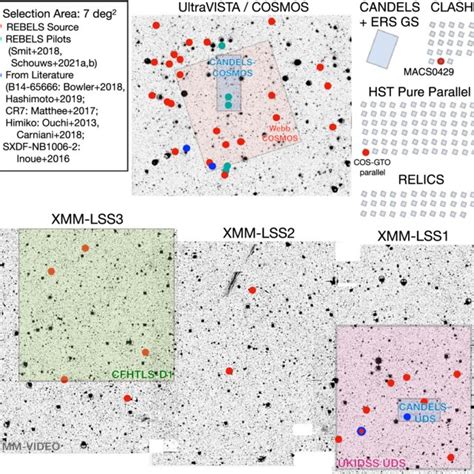 The Layout Of The Two Wide Area Ground Based Fields Hst Data Sets