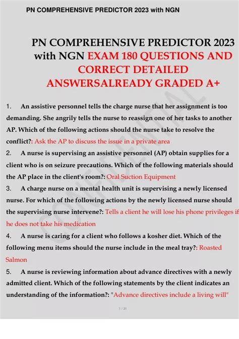 Latest Ati Comprehensive Predictor Exam 2024 Latest Updated Actual Exam Questions And Answers