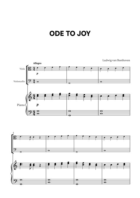 Beethoven Ode To Joy For Viola Cello And Piano Arr Cadenza