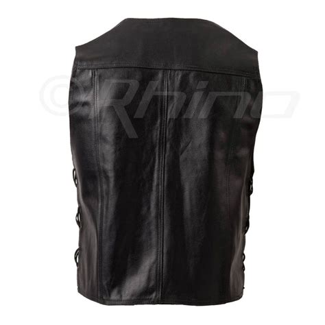 Outlaw Mens Denim Style Buffalo Leather Vest With Side Lace Outlaw
