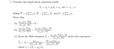 Solved 1 Consider The Simple Linear Regression Model Yi An