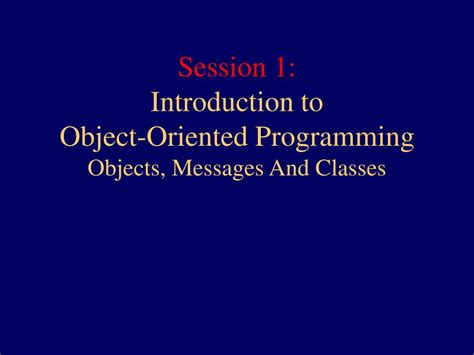 Ppt Introduction To Object Oriented Programming And The Java