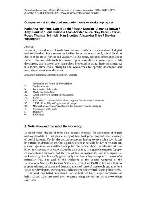 Pdf Comparison Of Multimodal Annotation Tools — … · Comparison Of